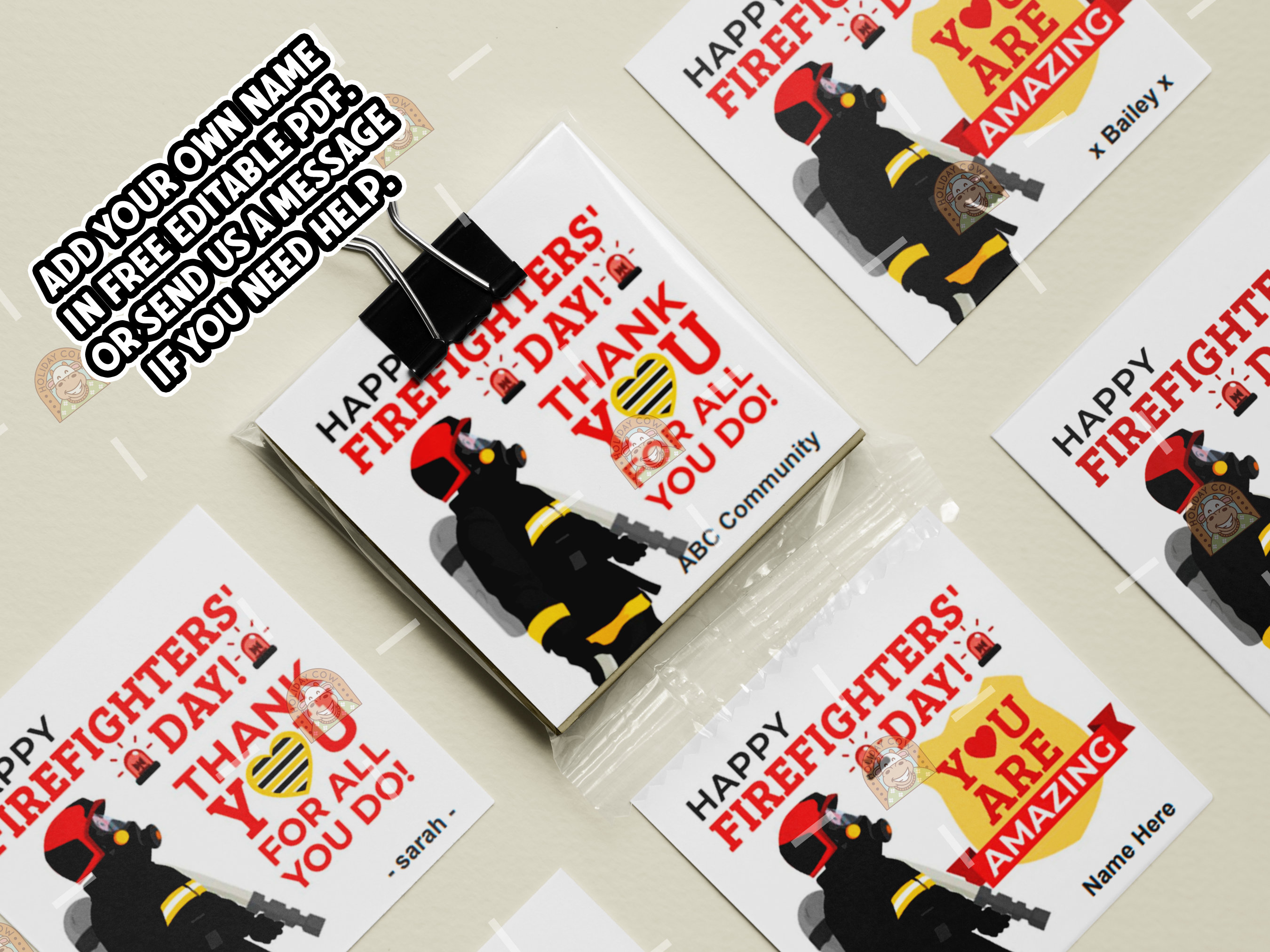 Firefighter Day Gift Tags Printable, Firefighter Appreciation Tags ...