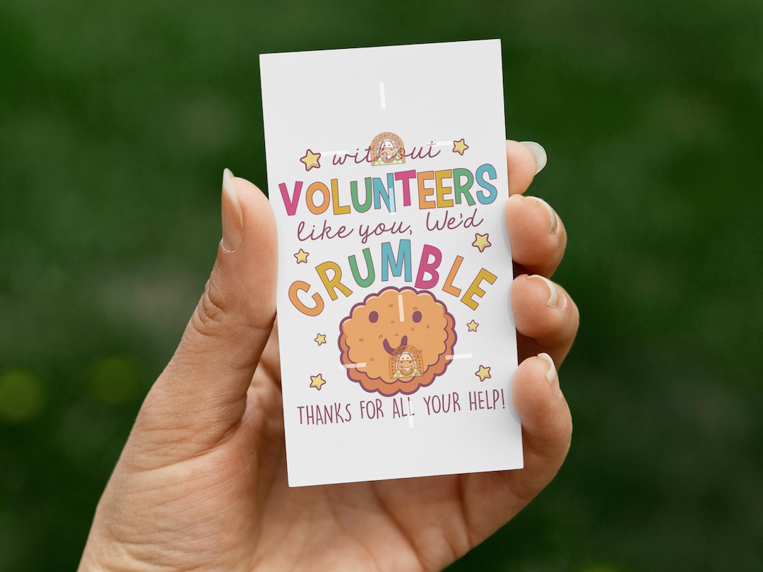 Volunteer Cookie Tag Printable, Volunteer Gift Tag, Thank You Volunteer ...