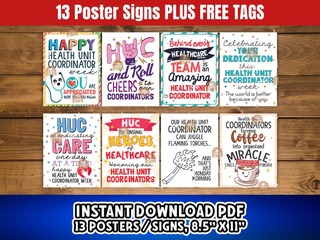 Health Unit Coordinator Week Signs Printable, HUC Week Poster, HUC Week ...