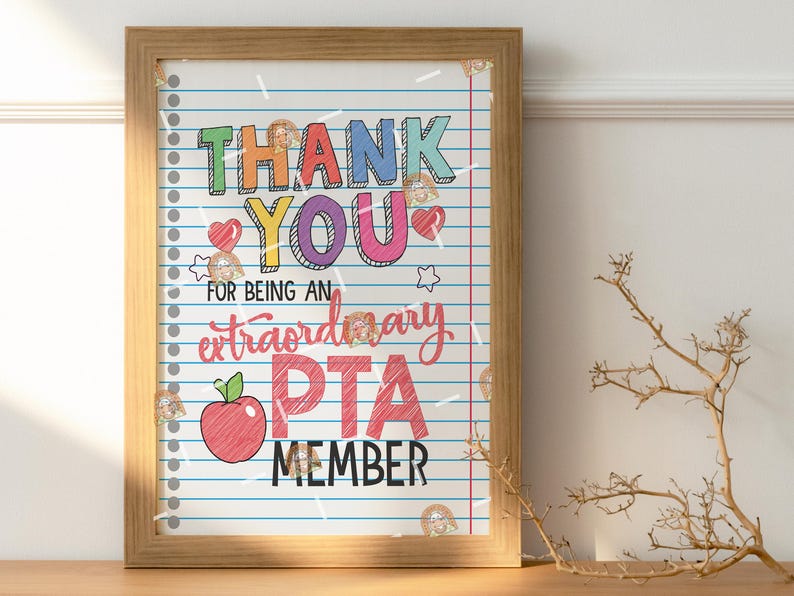 PTA Members Gift, Printable School Parent Teacher Association Gift ...