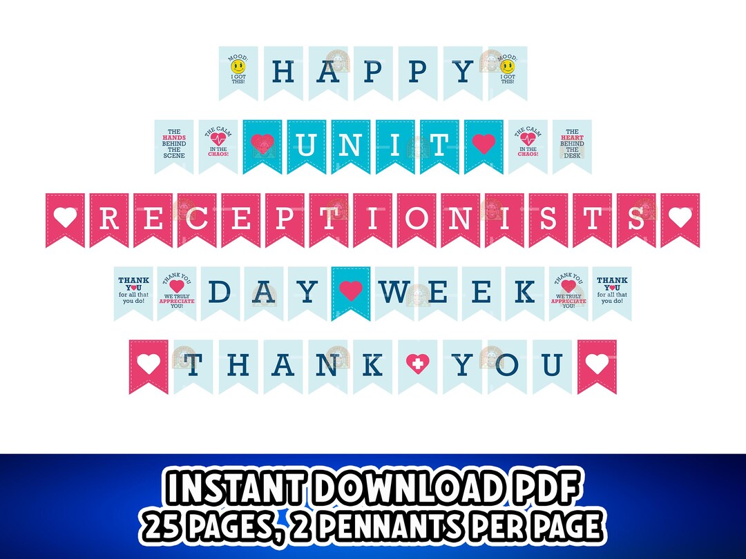 Unit Receptionists Week Banner Printable, HUC Week Decor, Happy Unit ...