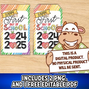 Happy First Day of School 2024 2025 Tag, Printable Welcome Back to ...
