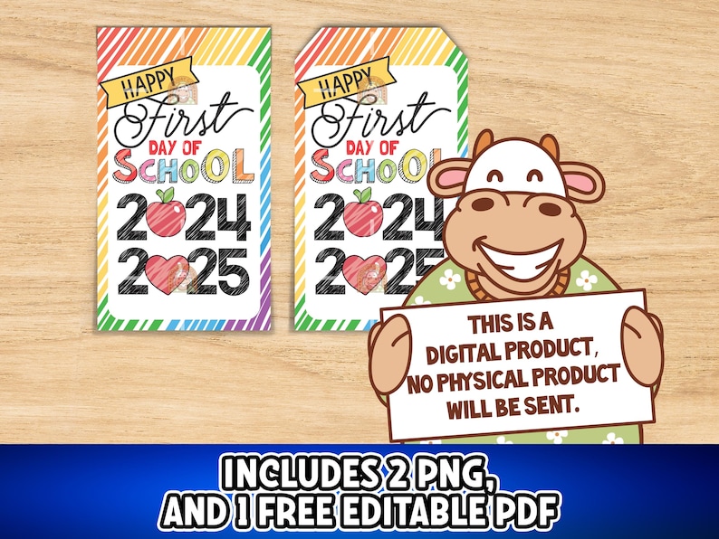 Happy First Day of School 2024 2025 Tag, Printable Welcome Back to ...