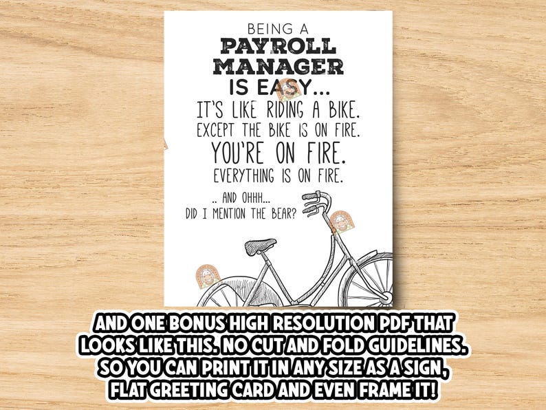Payroll Manager Card Printable, National Payroll Week Gift, Payroll ...