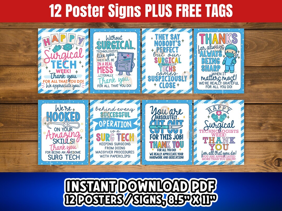 Surgical Tech Week Signs Printable, Surgical Tech Appreciation Gift ...