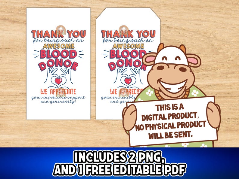 Blood Donors Gift Tag, Printable Blood Donor Month Tags, Thank You ...