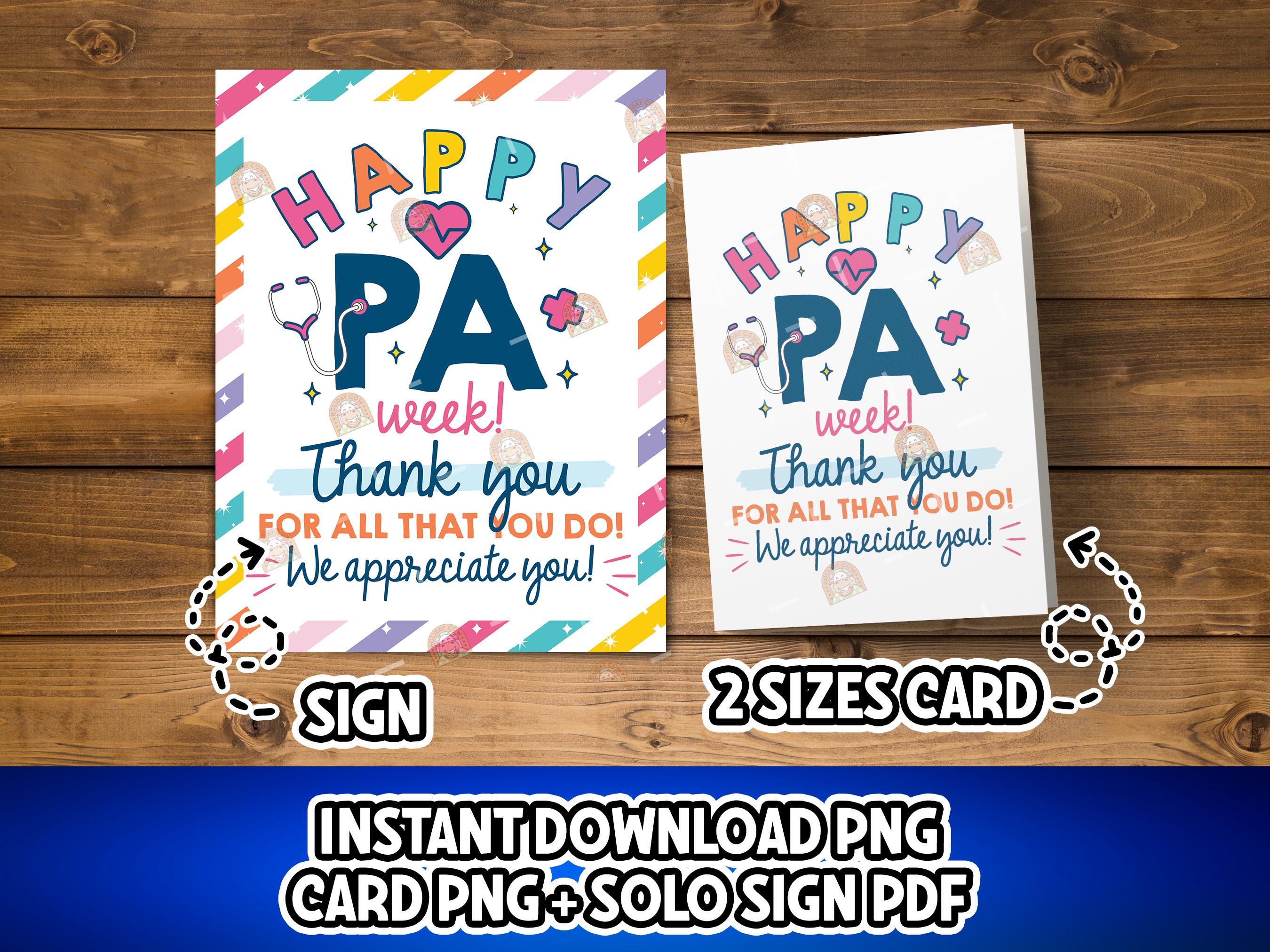 PA Week Sign, Printable PA Week Card, Physician Assistant Week Gift ...