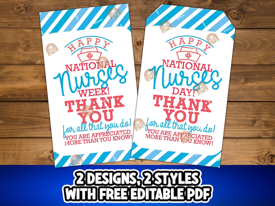 Printable Nurses Week Gift Tag, Nurse Appreciation, Nurse Thank You ...