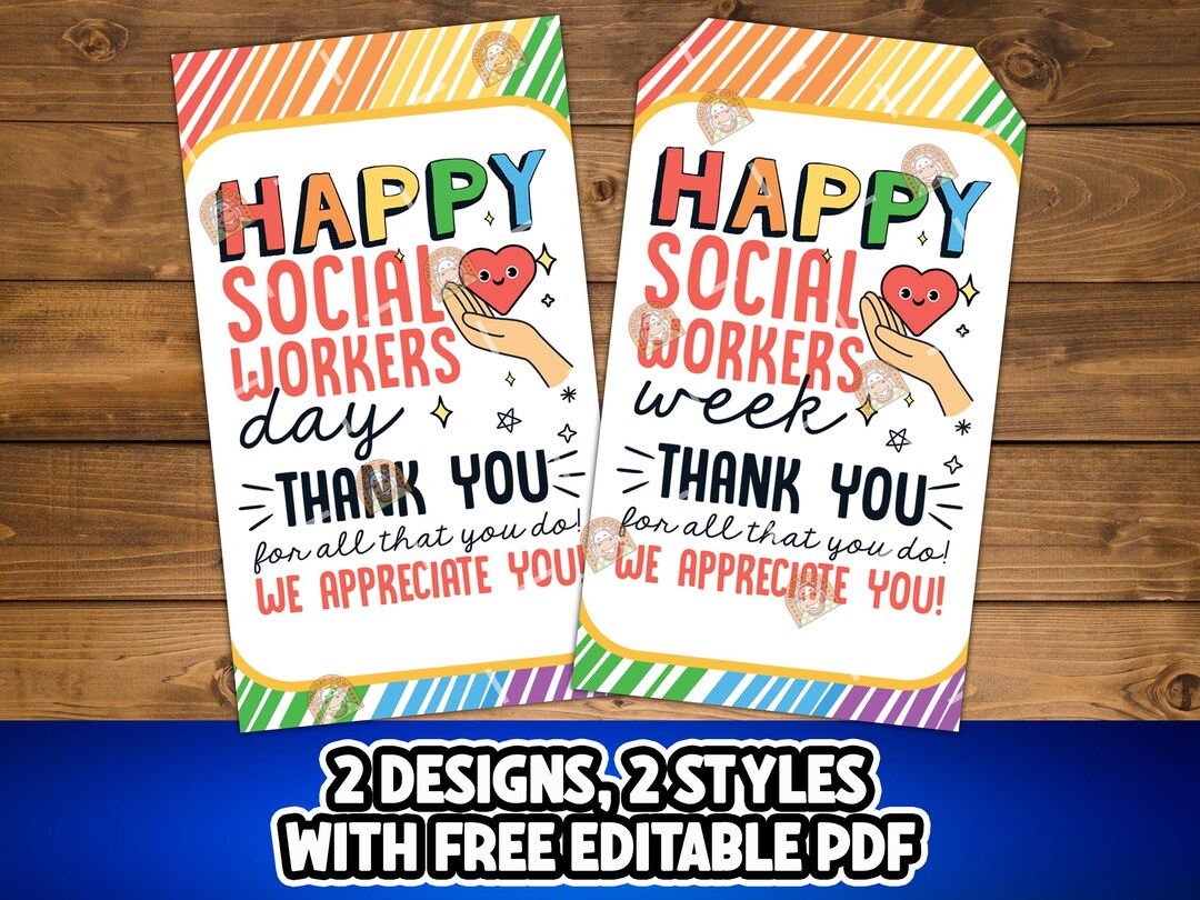 Social Workers Day Gift Tag Printable, Social Workers Week Tag, Social ...