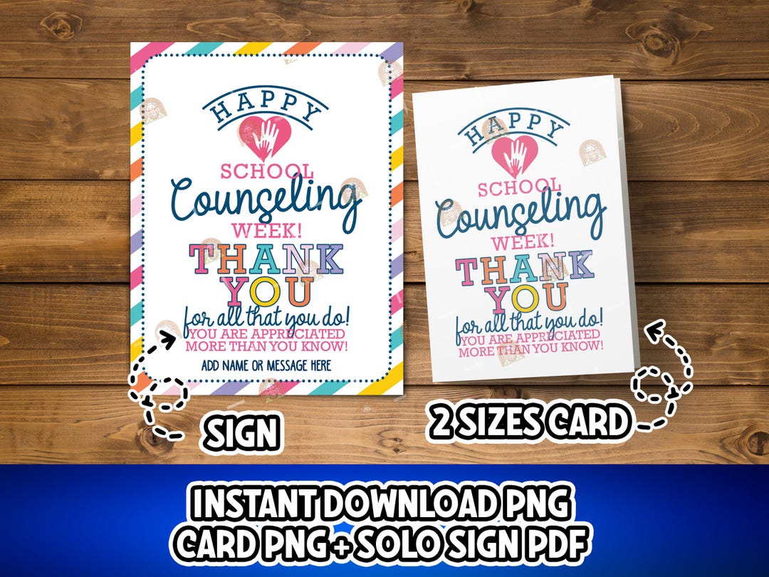 School Counseling Week Sign, Printable School Counselor Appreciation ...