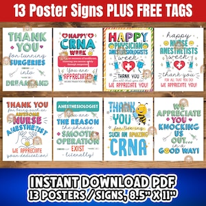 Anesthesia Care Team Signs Printable, CRNA Week Poster, Nurse ...