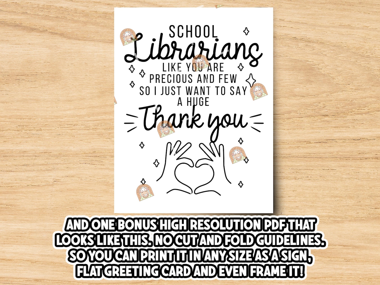 Librarian Gift, Printable School Librarian Card, Thank You Librarian ...