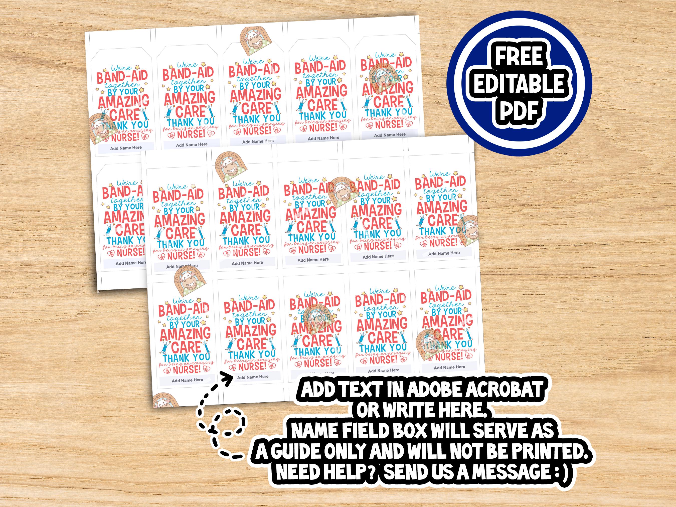 Printable Nurse Gift Tag, Nurse Appreciation, School Nurse Day Tag for ...
