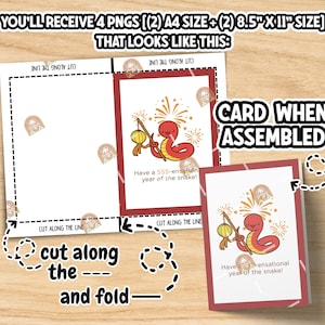 Lunar New Year 2025 Card Printable, Year of the Snake, Punny Chinese ...