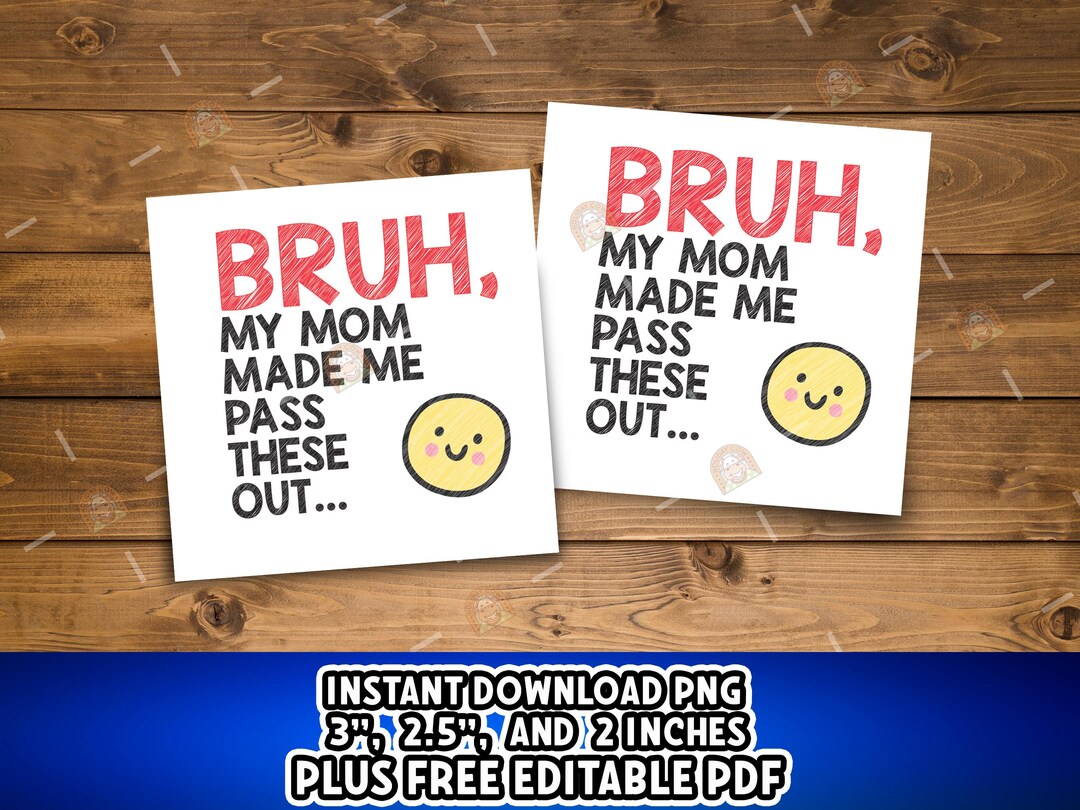 Bruh Valentine Printable Tags Kids, Valentines Tags From Boys, Gen Z ...