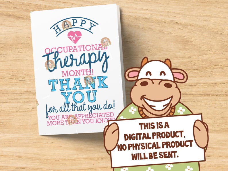 Occupational Therapy Month Card Printable, Occupational Therapist Gift ...