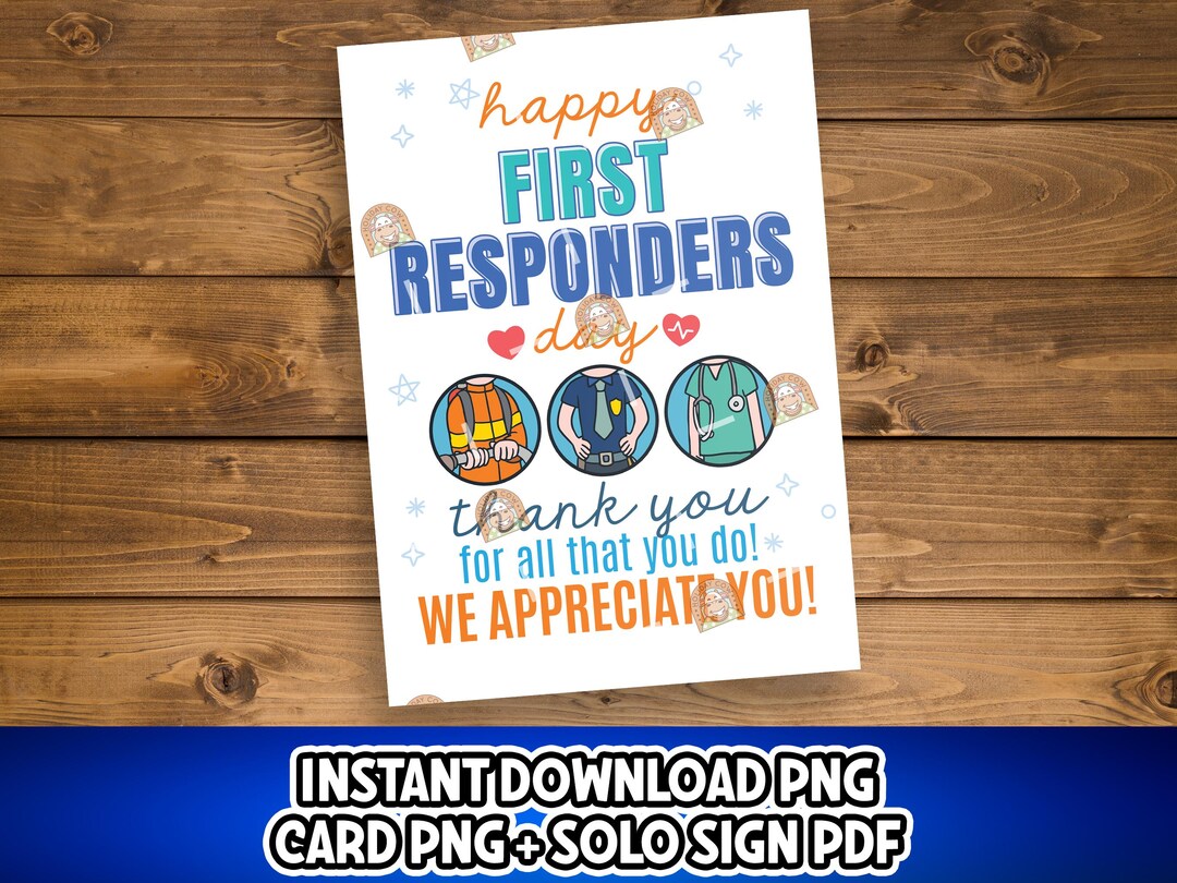 First Responders Gift, Thank You First Responders Day Card Printable ...