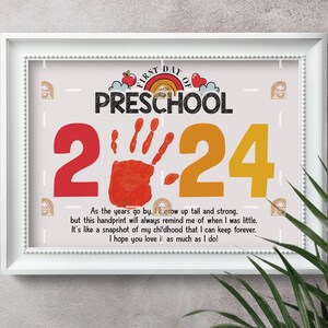 First Day of Preschool Handprint Art Printable, Back to School ...