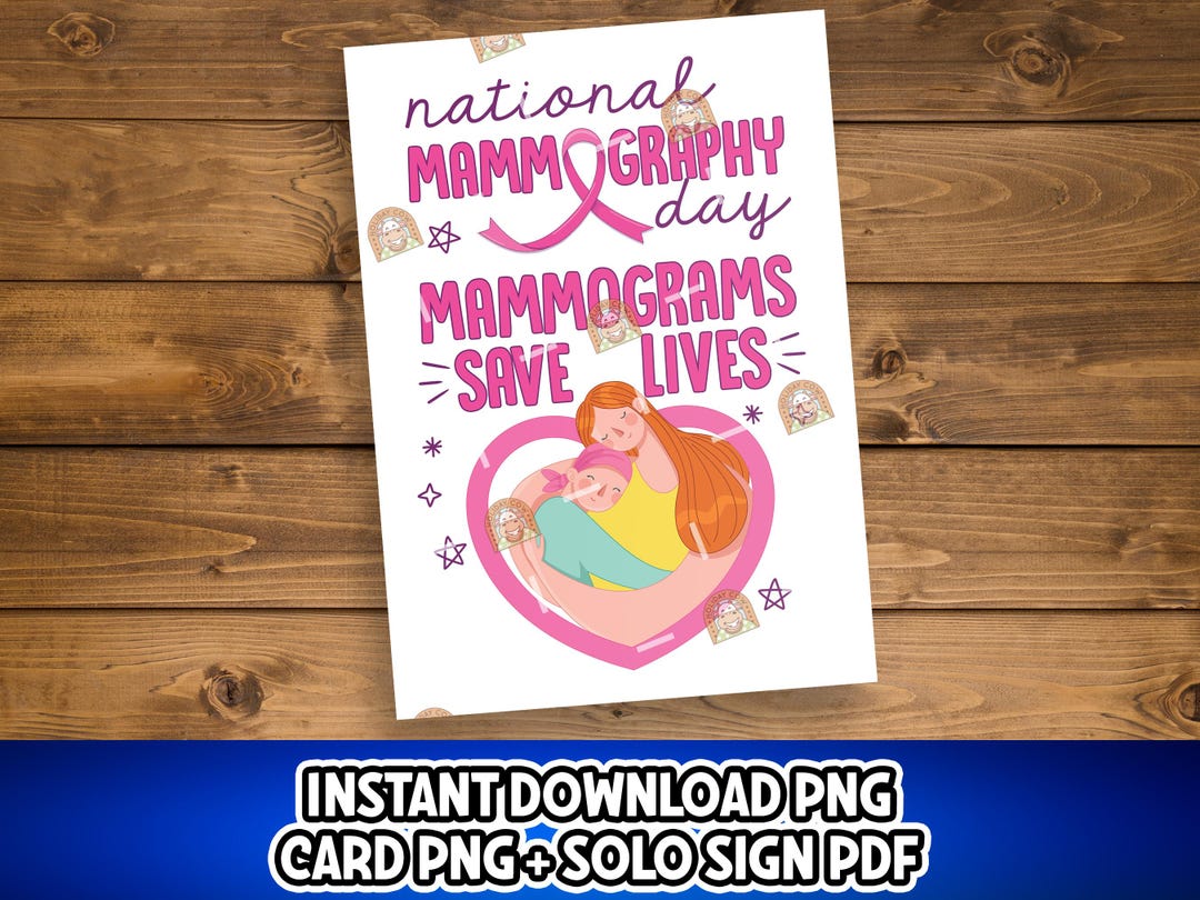 National Mammography Day Sign Printable, Thank You Mammogram Awareness ...