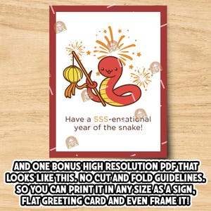 Lunar New Year 2025 Card Printable, Year of the Snake, Punny Chinese ...