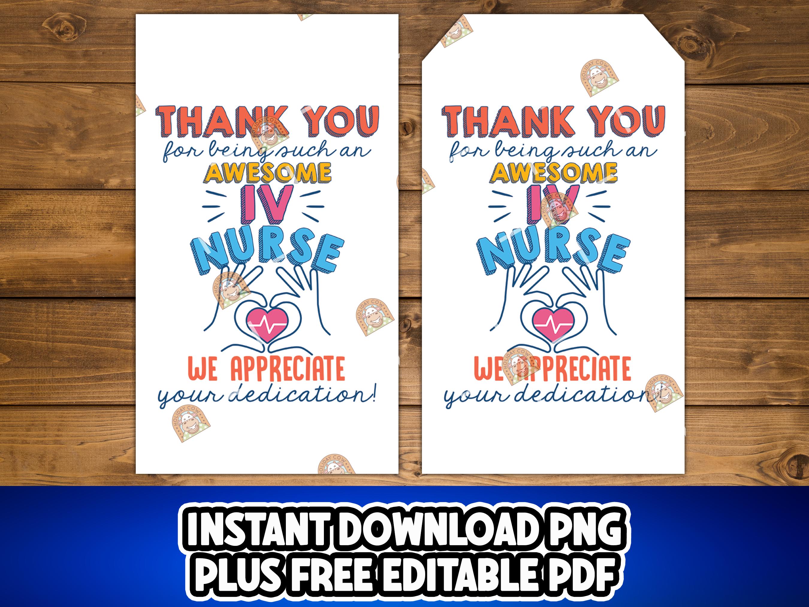 IV Nurse Gift Tag, Printable IV Nurses Day Tags, Thank You IV Nurse ...