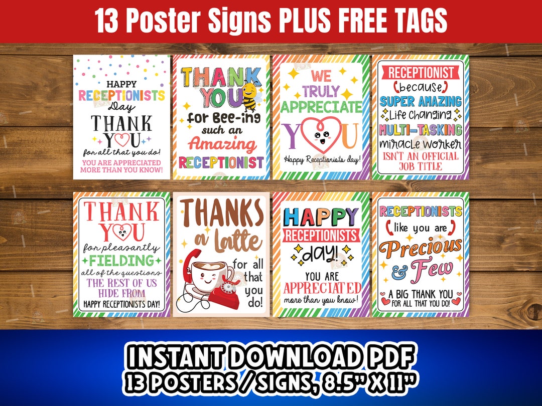 Receptionists Sign Bundle, Printable Happy Receptionists Day Poster ...