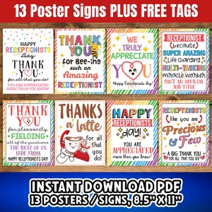 Receptionists Sign Bundle, Printable Happy Receptionists Day Poster ...