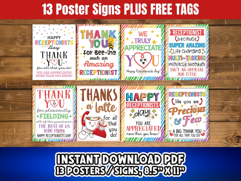 Receptionists Sign Bundle, Printable Happy Receptionists Day Poster ...