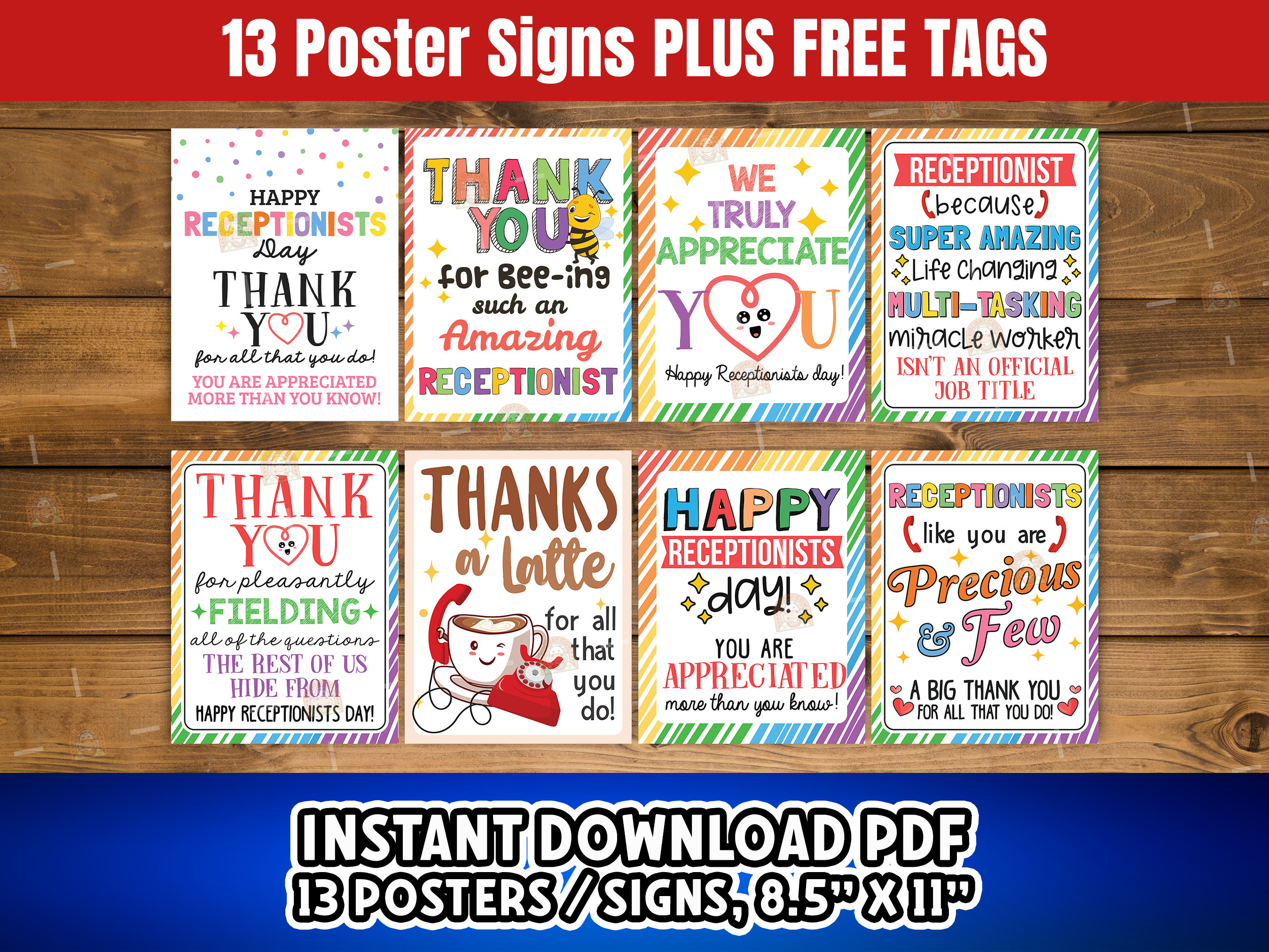 Receptionists Sign Bundle, Printable Happy Receptionists Day Poster ...