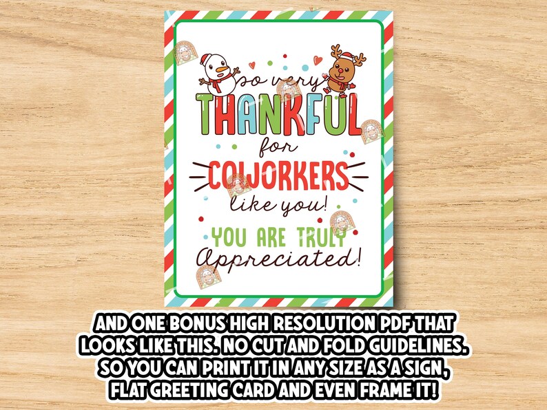 Christmas Coworker Gift, Printable Thank You Co-worker Xmas Card ...