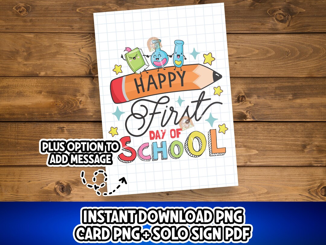 Personalized First Day of School Card Printable, Welcome Back to School ...