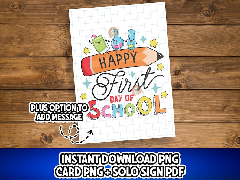 Personalized First Day of School Card Printable, Welcome Back to School ...