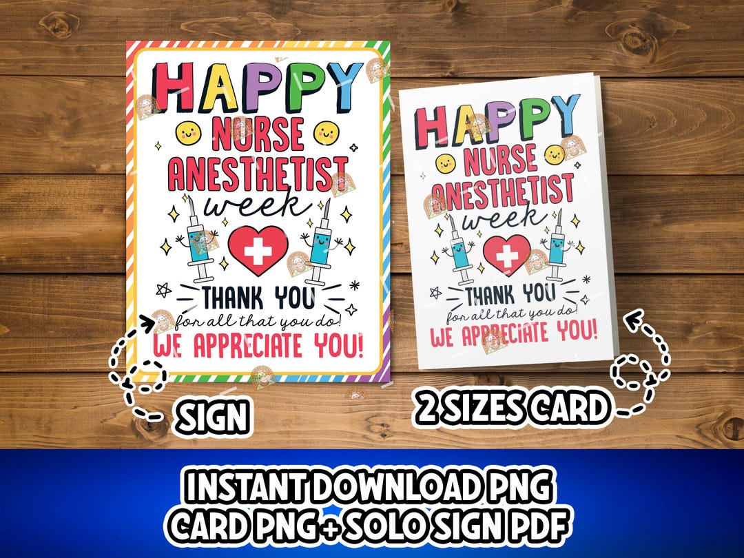 Nurse Anesthetist Week Card Printable, Thank You Nurse Anesthetist Gift ...