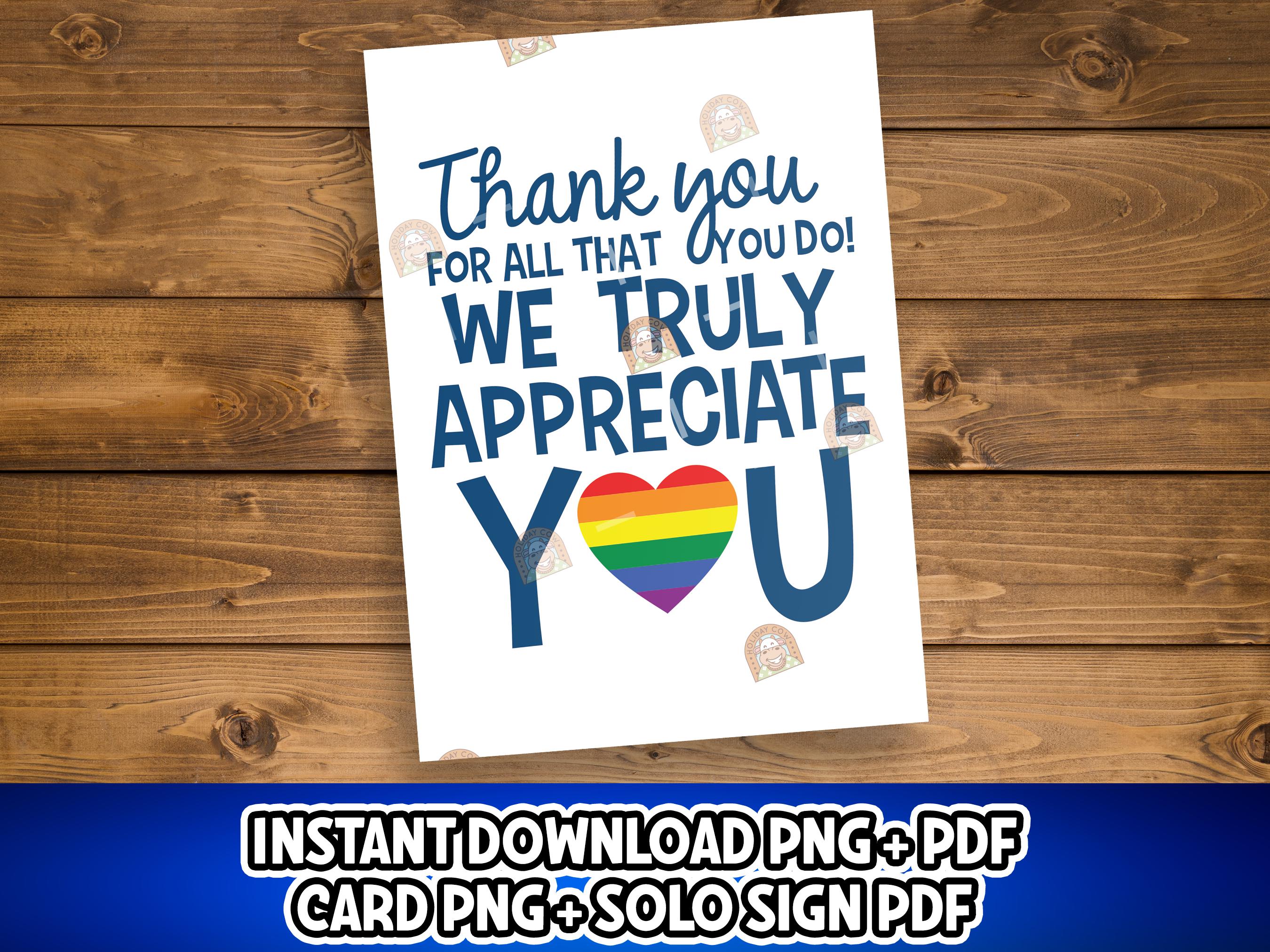 Pride Month Gift, Printable Pride Sign, LGBTQIA Thank You Card, Happy ...
