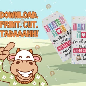 Teacher Appreciation Gift Tags Printable, Teacher Thank You Gift Tag ...