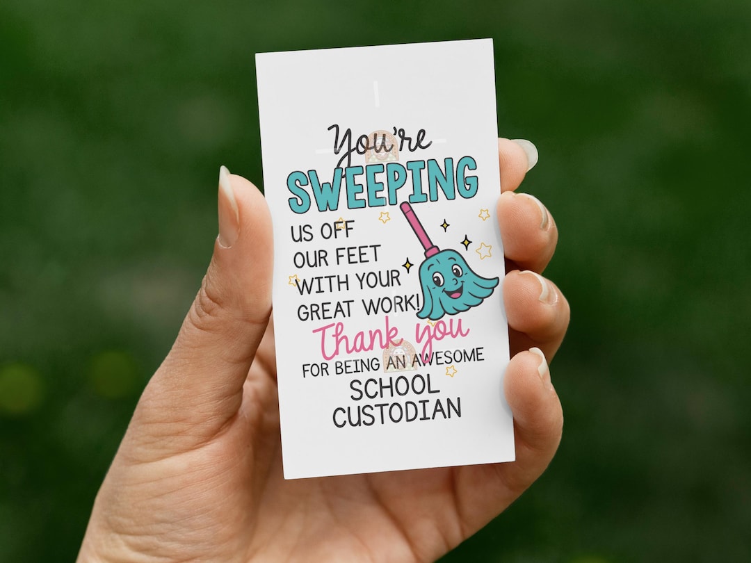 Funny School Custodian Gift Tag, Printable School Custodian Day Tag for ...