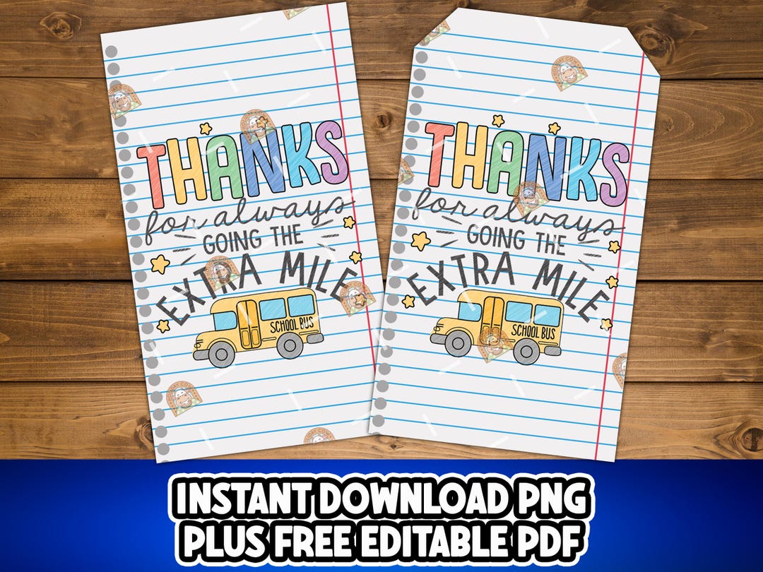 School Bus Driver Gift Tag Printable, School Bus Driver Appreciation ...