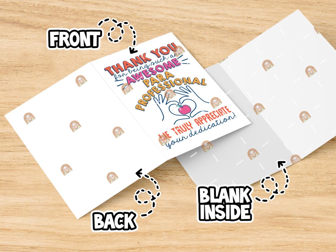 Paraprofessional Gift, Thank You Paraprofessional Card, Para ...