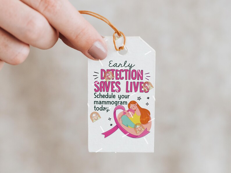 National Mammography Day Tag Printable, Thank You Mammogram Awareness ...