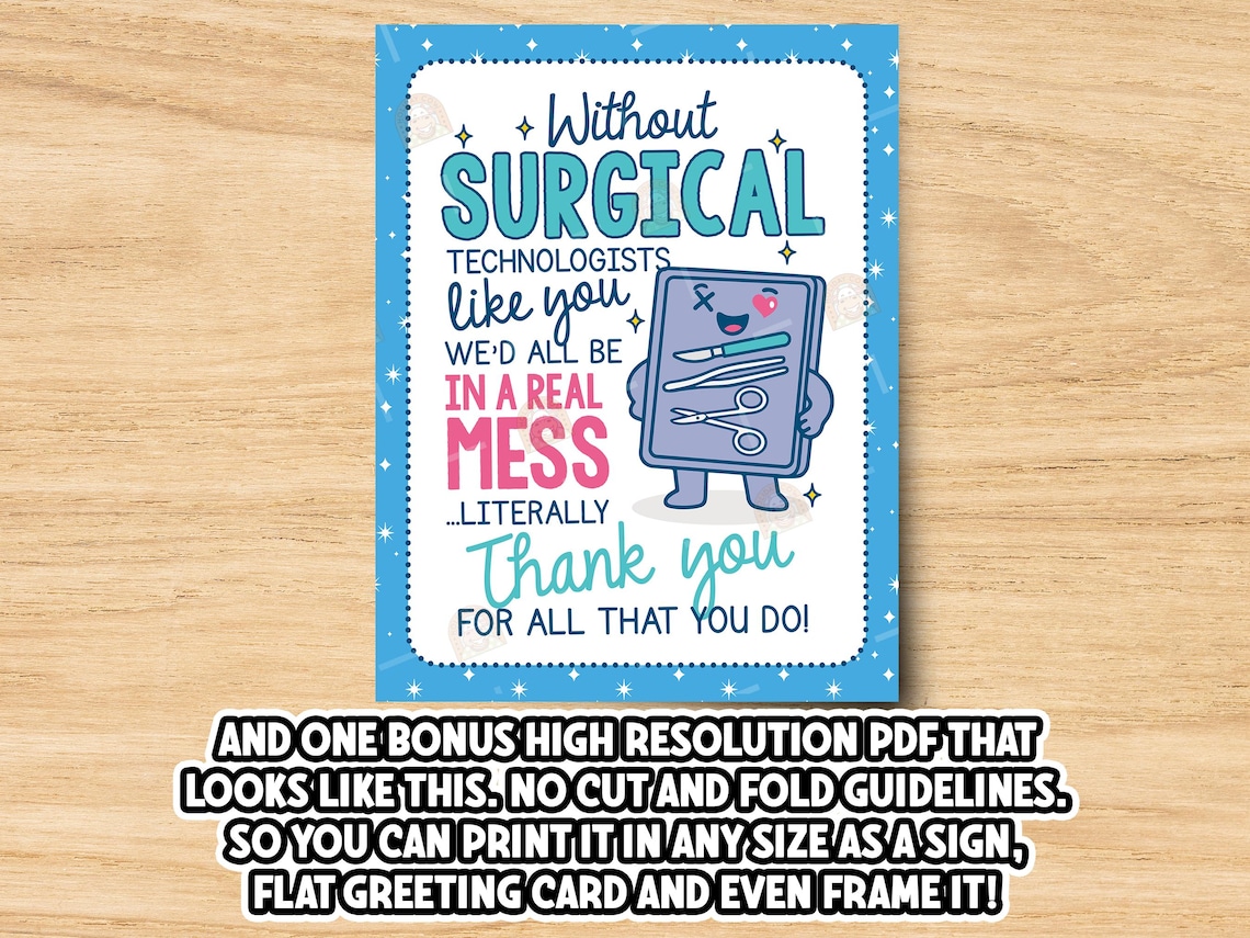 Surgical Tech Gift, Funny Surgical Tech Week, Printable Surg Tech Week, Surgical Tech ...