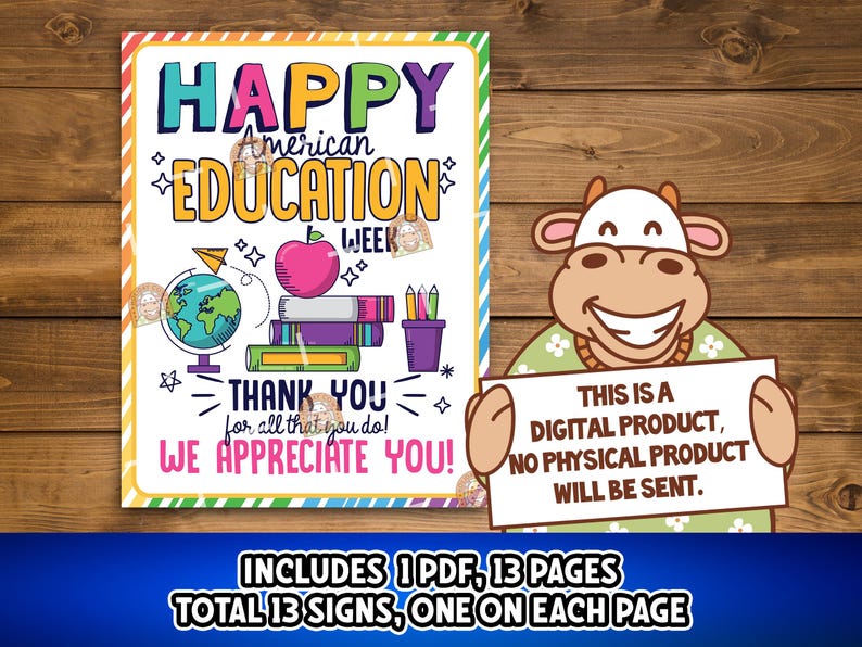 American Education Week Sign Printable, Education Week Decor, Educator ...