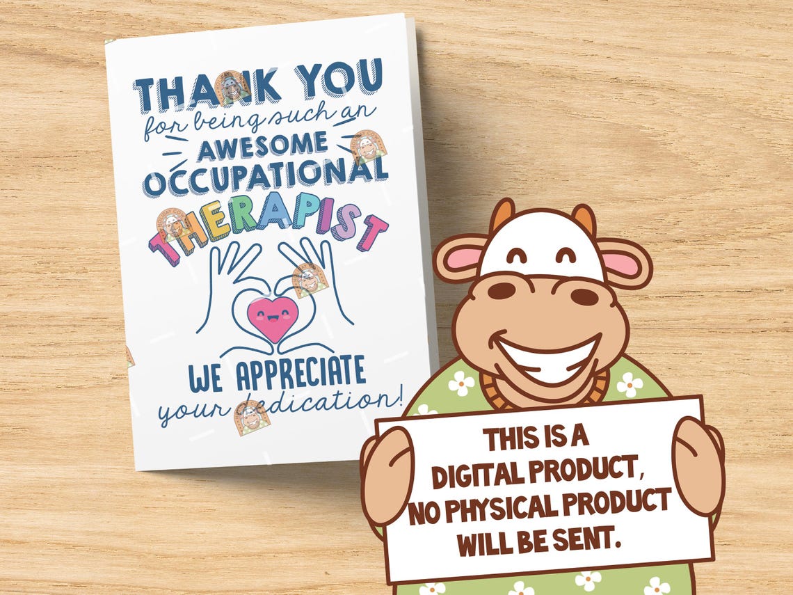 Printable Occupational Therapist Gift, OT Card, Occupational Therapy ...