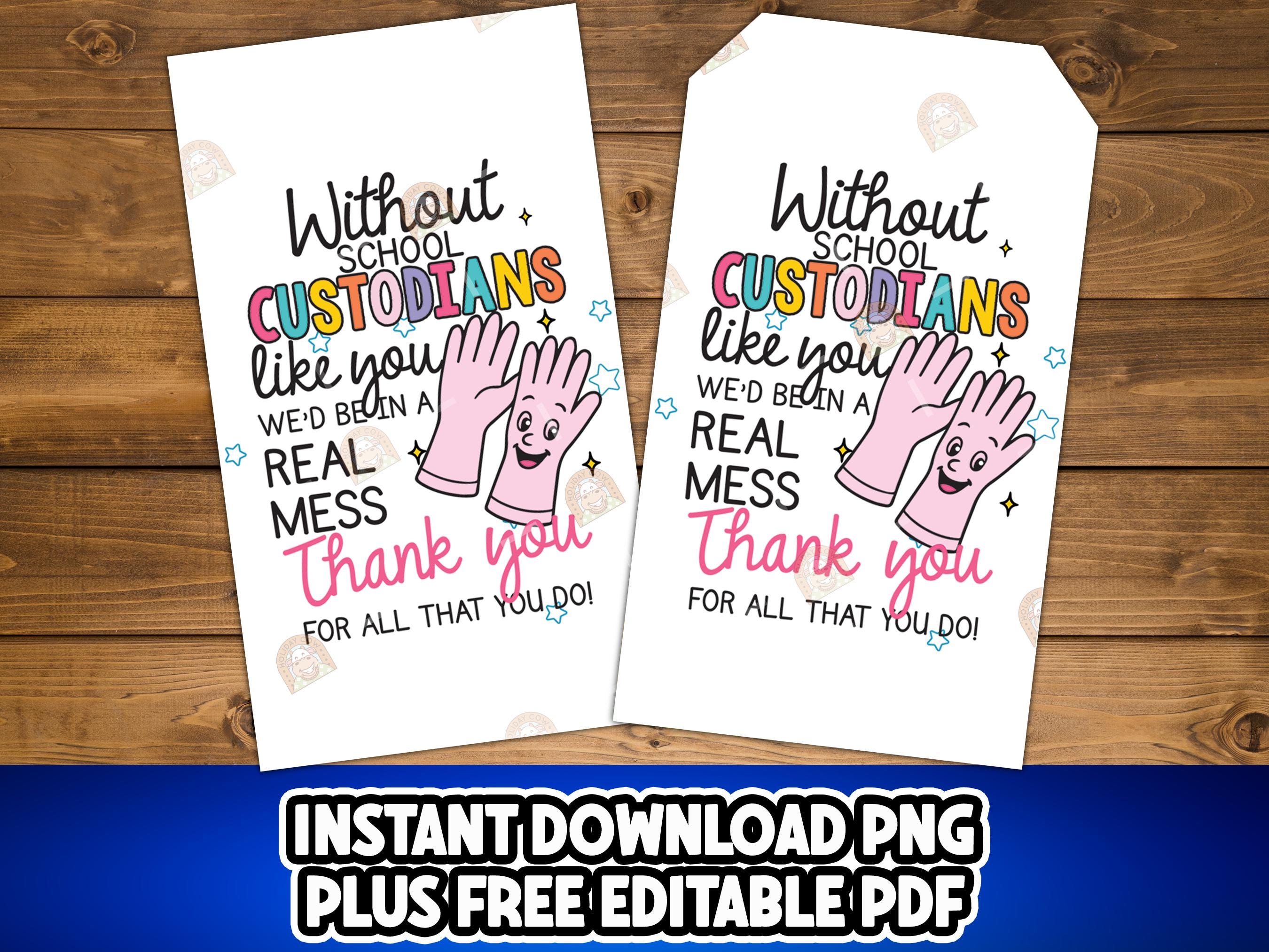 Funny School Custodian Gift Tag, Printable School Custodian ...