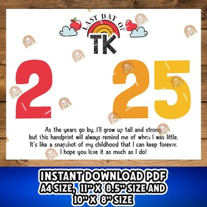 Last Day of TK Handprint Art Printable, TK End of School Handprint ...
