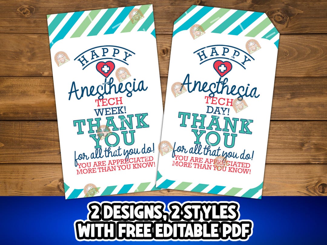 Printable Anesthesia Tech Gift Tag, Anesthesia Tech Week Tag ...