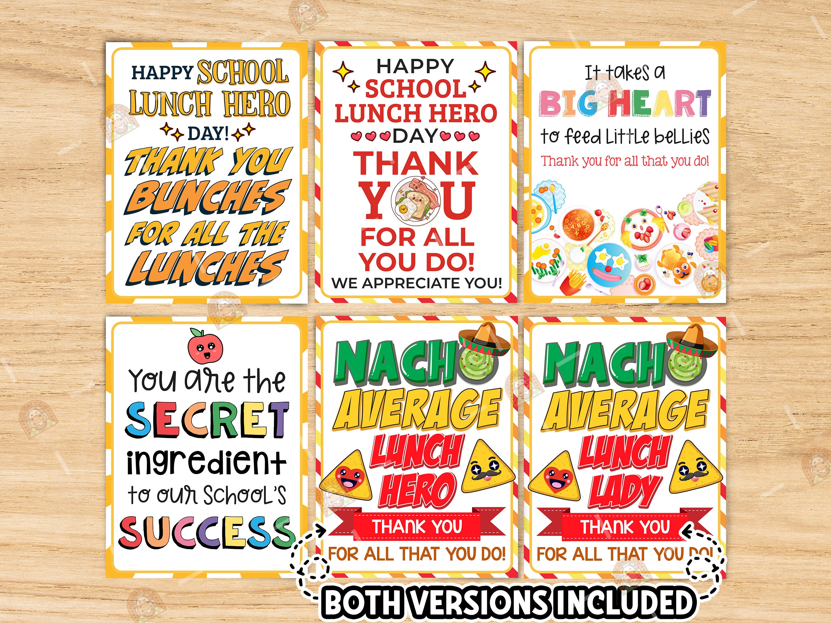 School Lunch Hero Day Sign Set of 10, Printable School Lunch Hero Thank ...