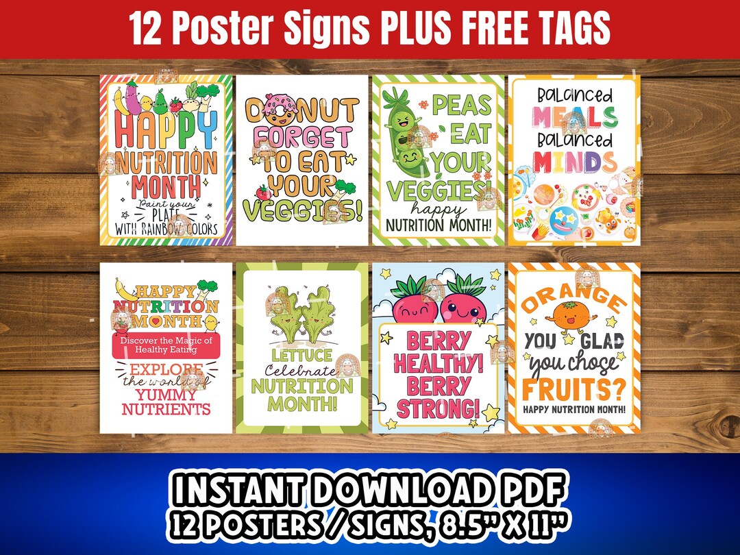 Nutrition Month Signs Printable, School Nutrition Month Décor ...