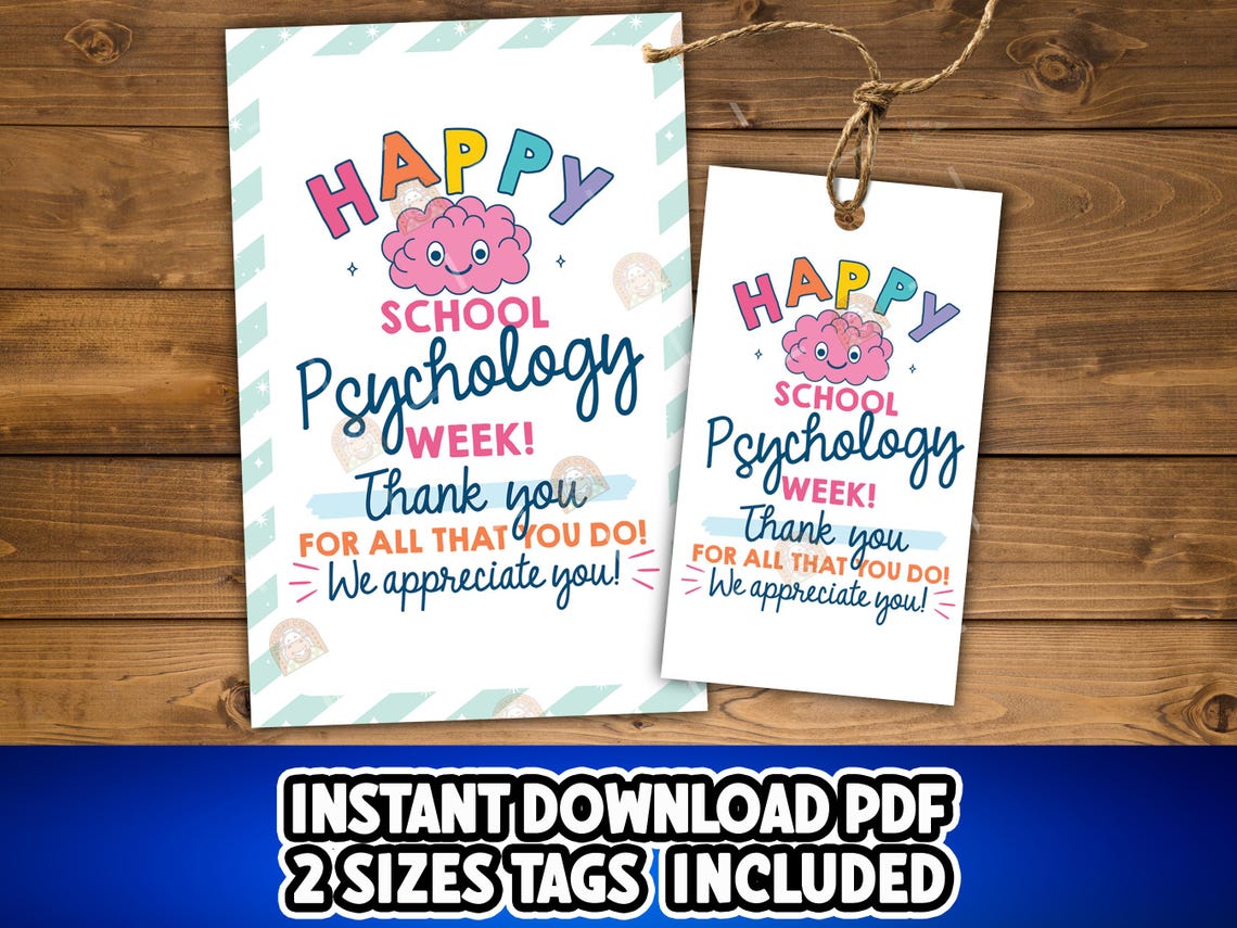 School Psychology Week Tag Printable, School Psych Gift Tag, School ...