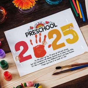 Last Day of Preschool Handprint Art Printable, End of Preschool ...