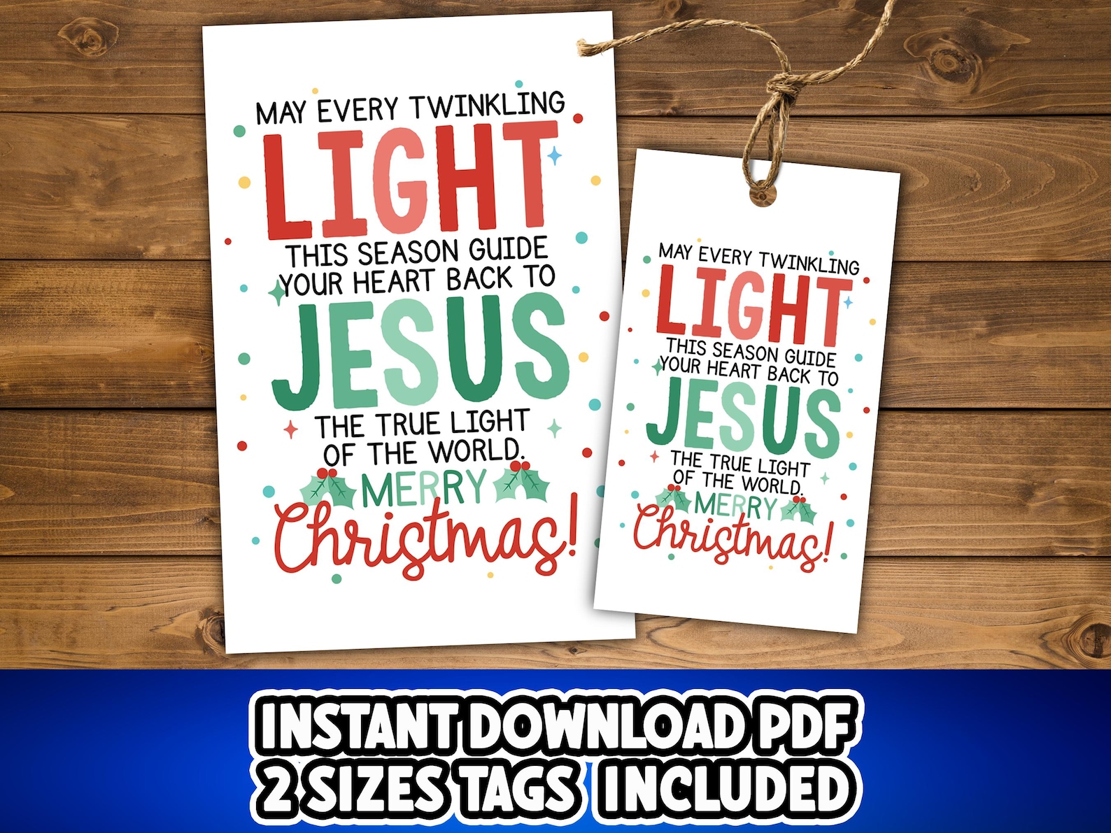 Religious Christmas Gift Tag Printable, Jesus is the Light of the World ...